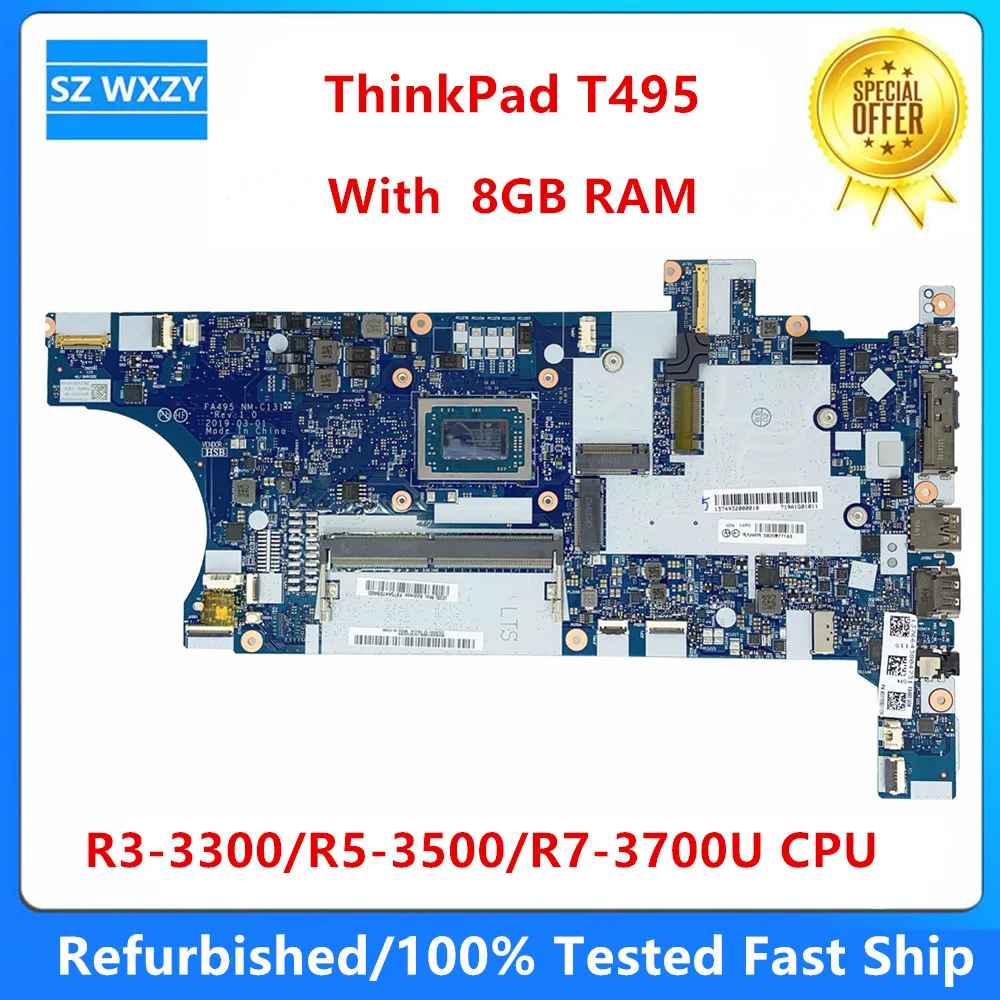 For Lenovo ThinkPad T495 Laptop Motherboard With R3-3300 R5-3500 R7 ...