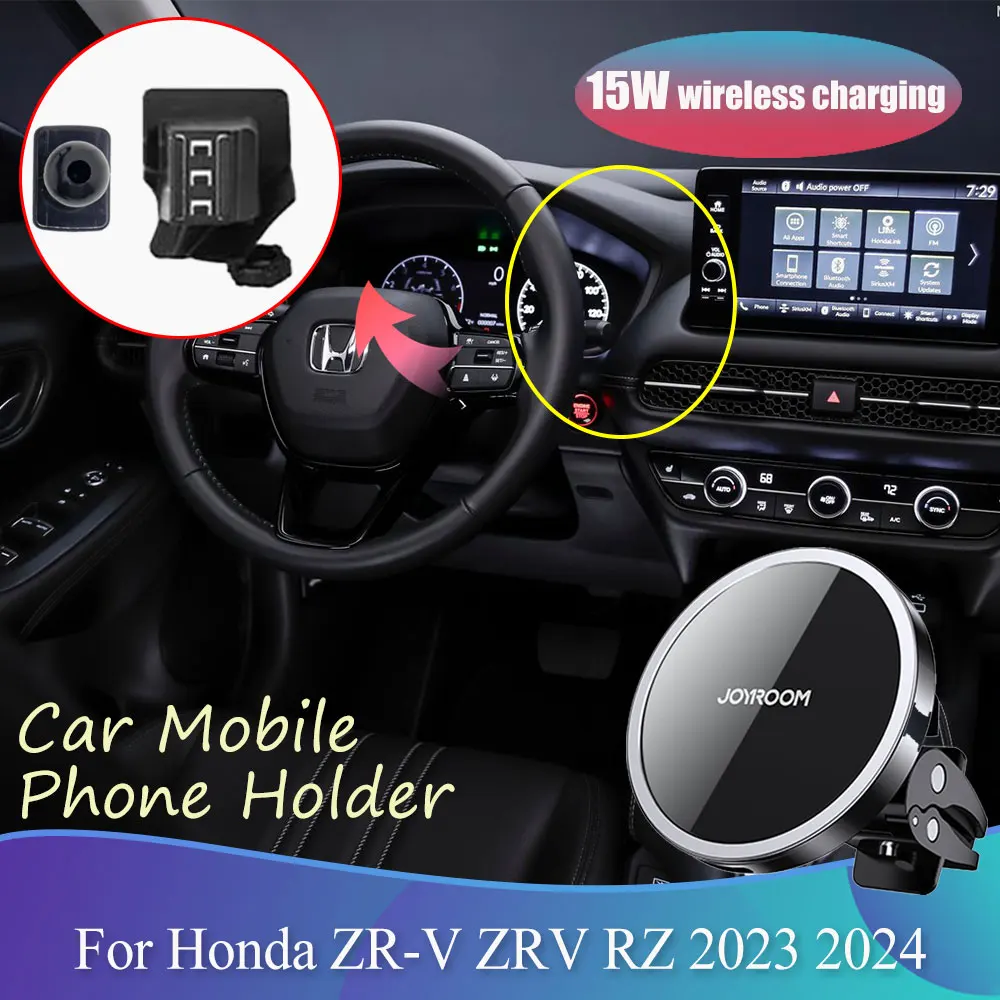 15W Car Mobile Phone Holder for Honda ZR V ZRV RZ 2023 2024 Air Vent Clip Magnetic Stand ...