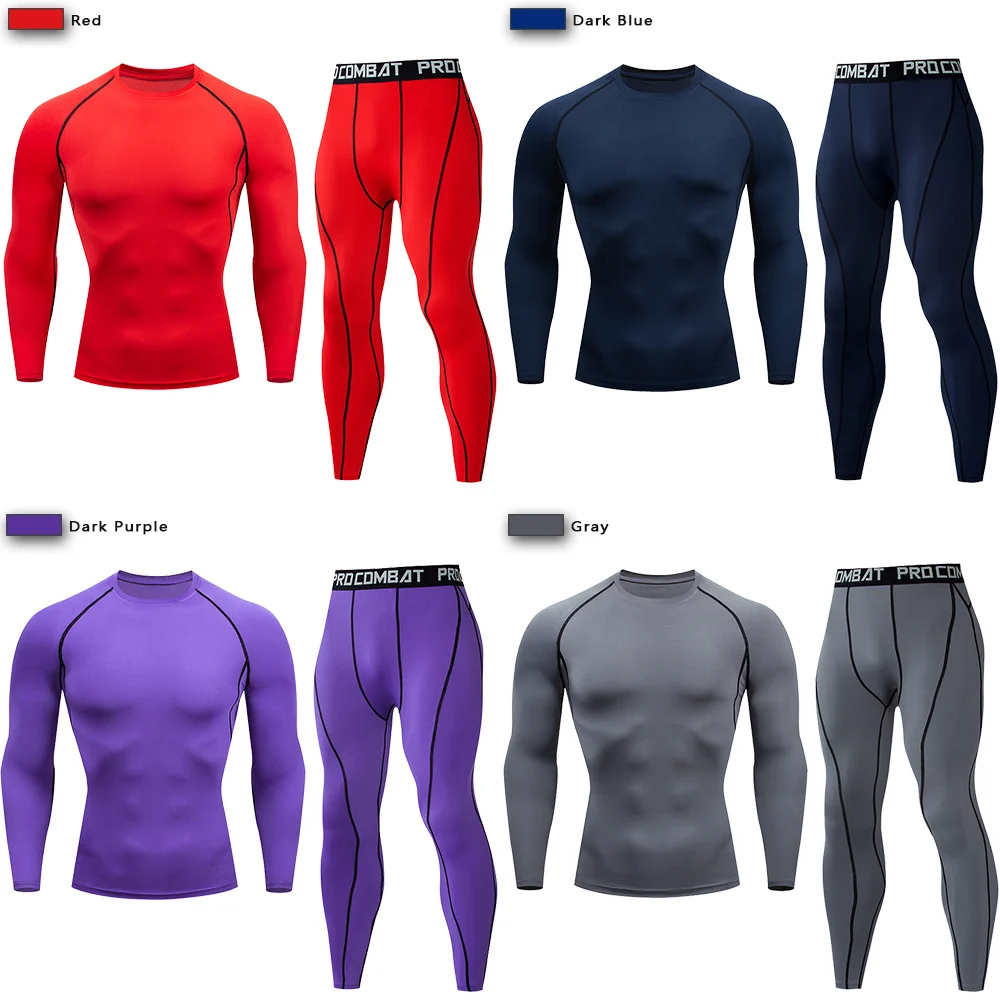 Men's Compression Sportswear Suit GYM Tight Clothes Yoga Sets Workout ...