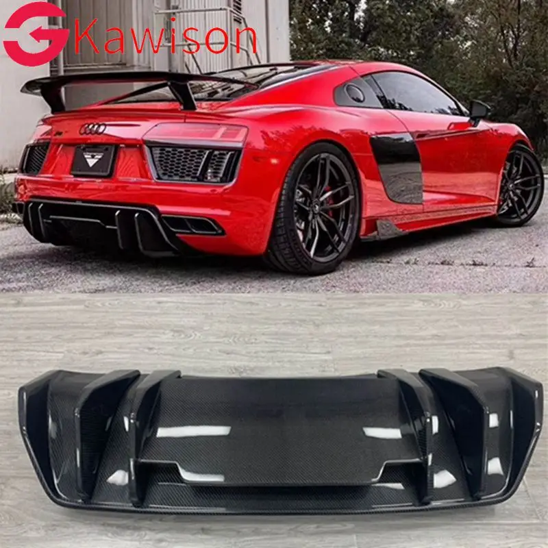 R8 Real Carbon Fiber Material Rear Lip Bumper Shovel Diffuser Car ...