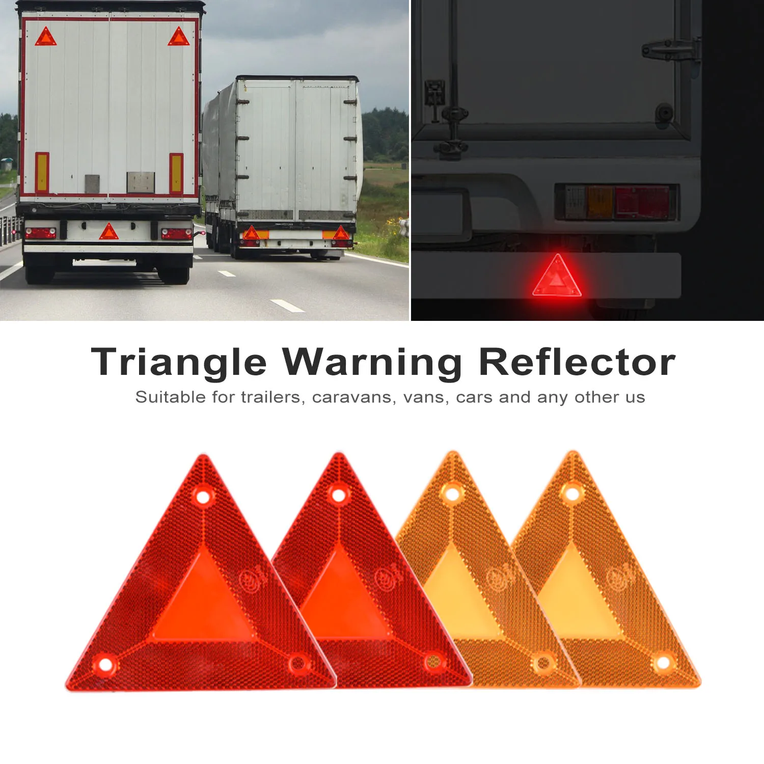 2pcs-Triangle-Warning-Reflector-Truck-Stop-Warning-Sign-Plate-Rear ...