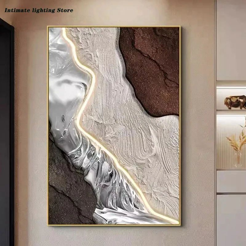 2024 Modern Abstract Light with Illuminated Interior Painting LED Wall ...