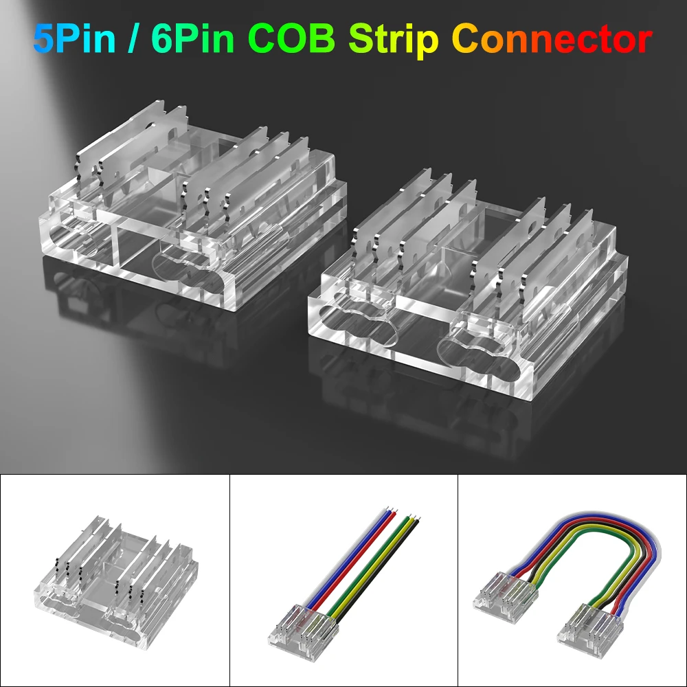 5pcs 5pin 6pin RGBW/RGBCCT COB LED Strip Connector L/T/X Shape Corner ...