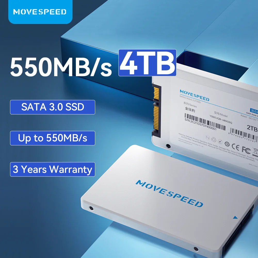 MOVESPEED-unidad interna de estado sólido SATA 3,0, 4TB, 2TB, 1TB, 128GB, 256GB, SSD SATA III ...