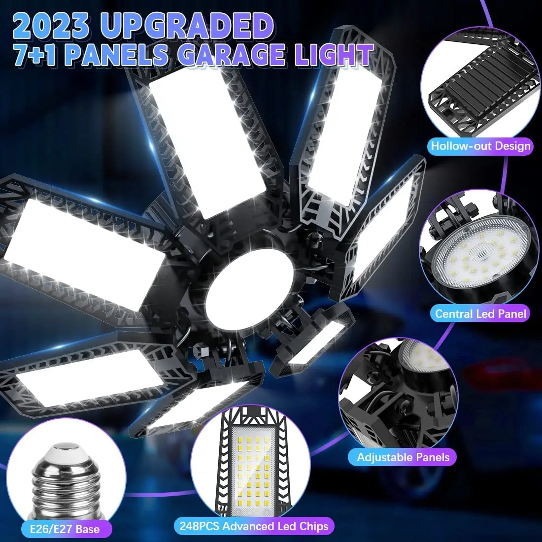 2023-Upgrade-Foldable-LED-Bulbs-E27-Garage-Light-Adjustable-Multi-Panel ...