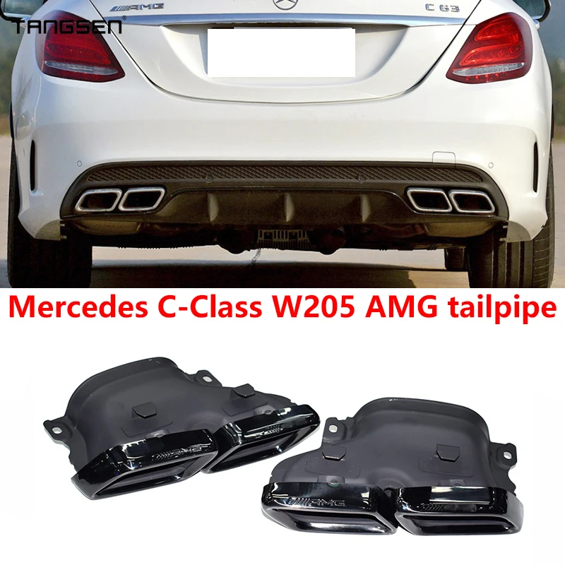 For-15-18-Mercedes-C-Class-W205-C200-C300-C260-C180-Square-Mouth-AMG ...