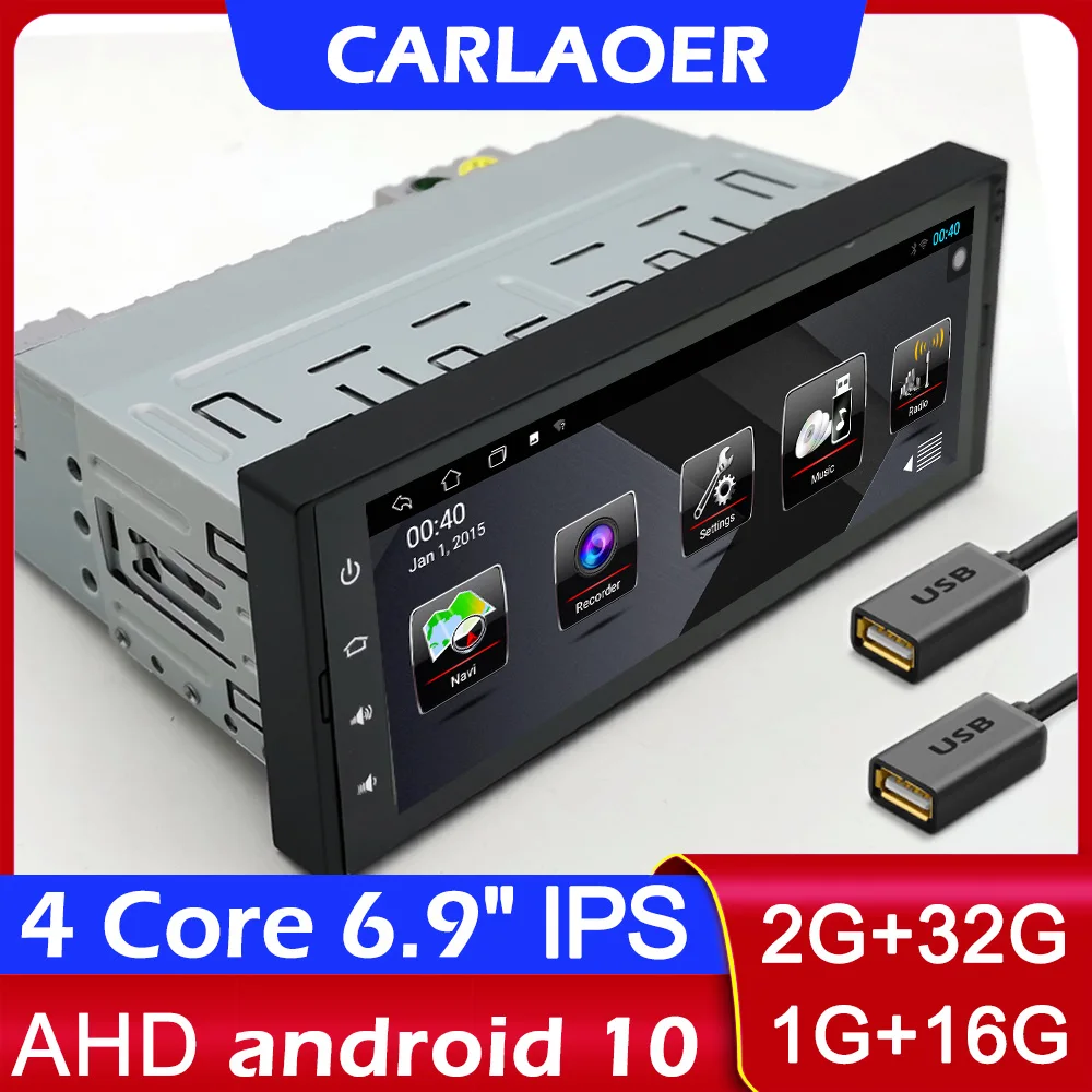 1 Din Carro Android Multimídia Player 6.9 Polegada Tela De Toque Bluetooth Autoradio Vídeo ...