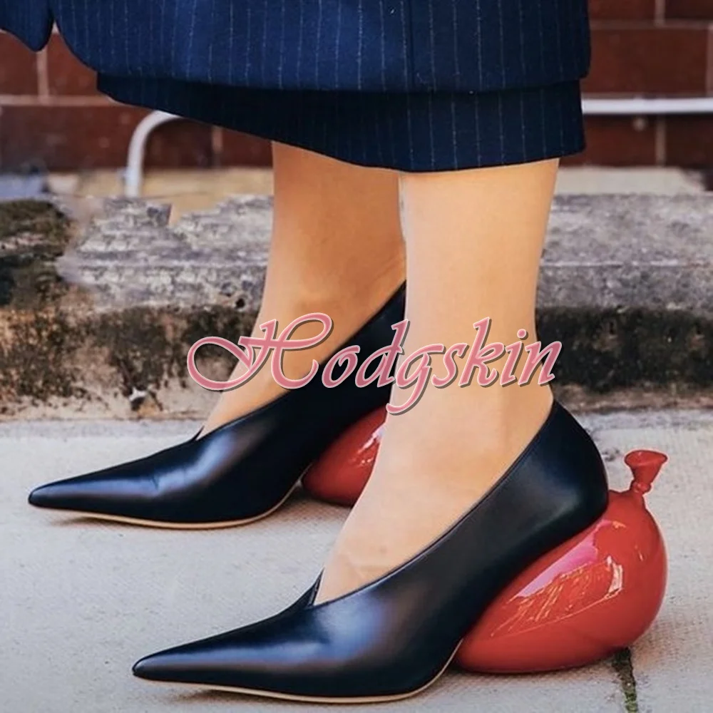 Balloon-Heels-Women-Pumps-Pointed-Toe-Solid-Strange-Style-Shallow-Sexy ...