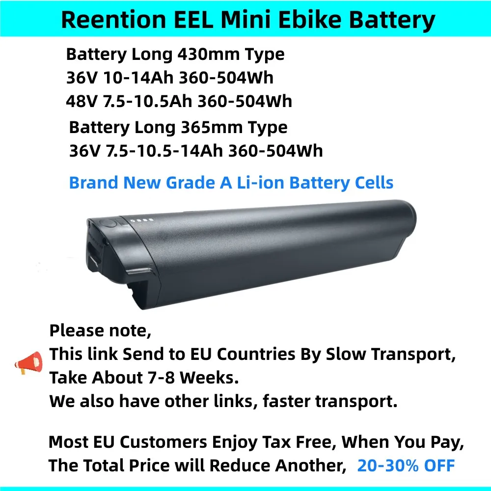 Reention EEL Mini Ebike Battery 36V 10Ah 10.4Ah 14Ah for Three Phase ...