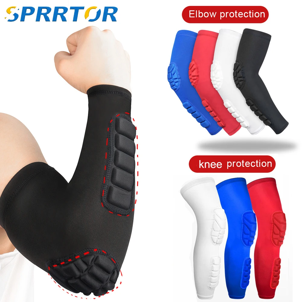 1PC-Padded-Elbow-Forearm-Sleeves-Compression-Arm-Protective-Support ...