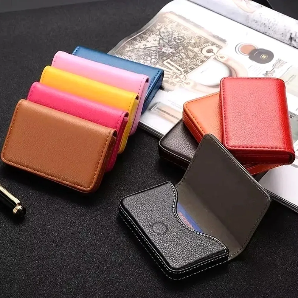 Card Holder for Men/Women Magnetic Buckle Large Capacity High-Grade PU ...