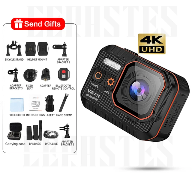 CERASTES Action Camera 4K60FPS With Remote Control Screen Waterproof ...