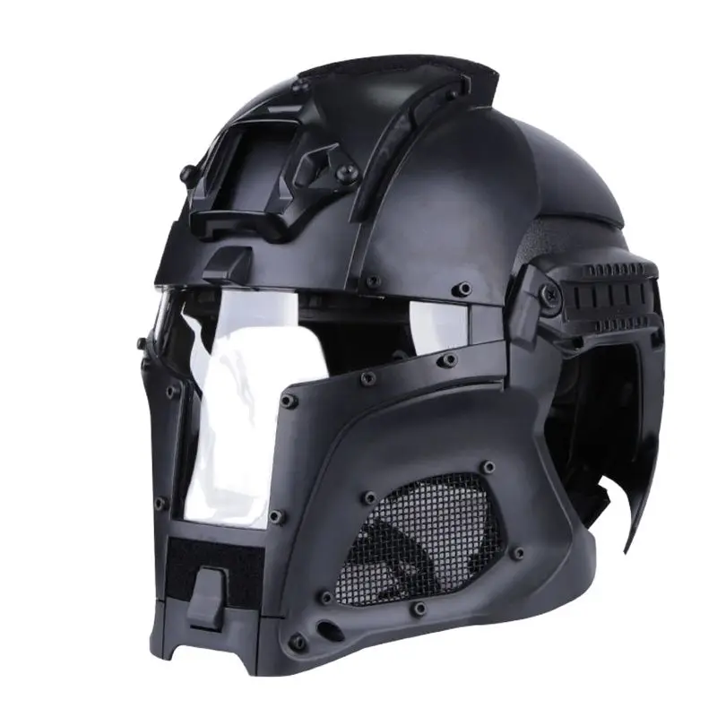 Tactical Helmet Tracer Airsoft Full Face Adjustable Size With Visor ...