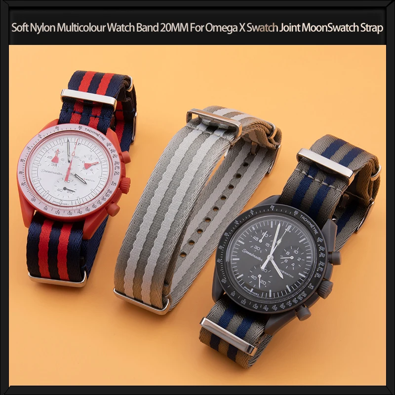 Soft-Nylon-Multicolour-Watch-Band-20MM-For-Omega-X-Swatch-Joint ...