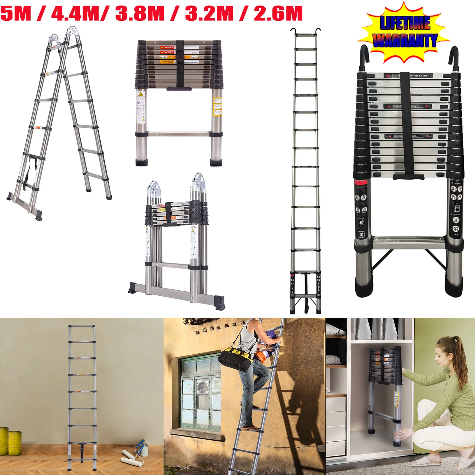 DayPlus-Telescoping-Ladder-Stainless-Steel-Folding-Ladder-Portable ...