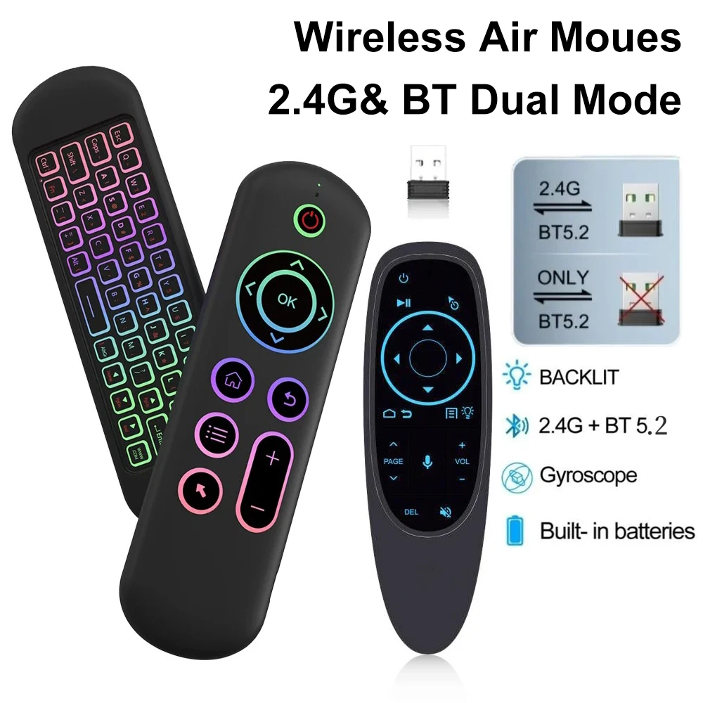 2.4GHz Wireless M5 Air Mouse Bluetooth5.2 Mini Keyboard Voice Backlit ...
