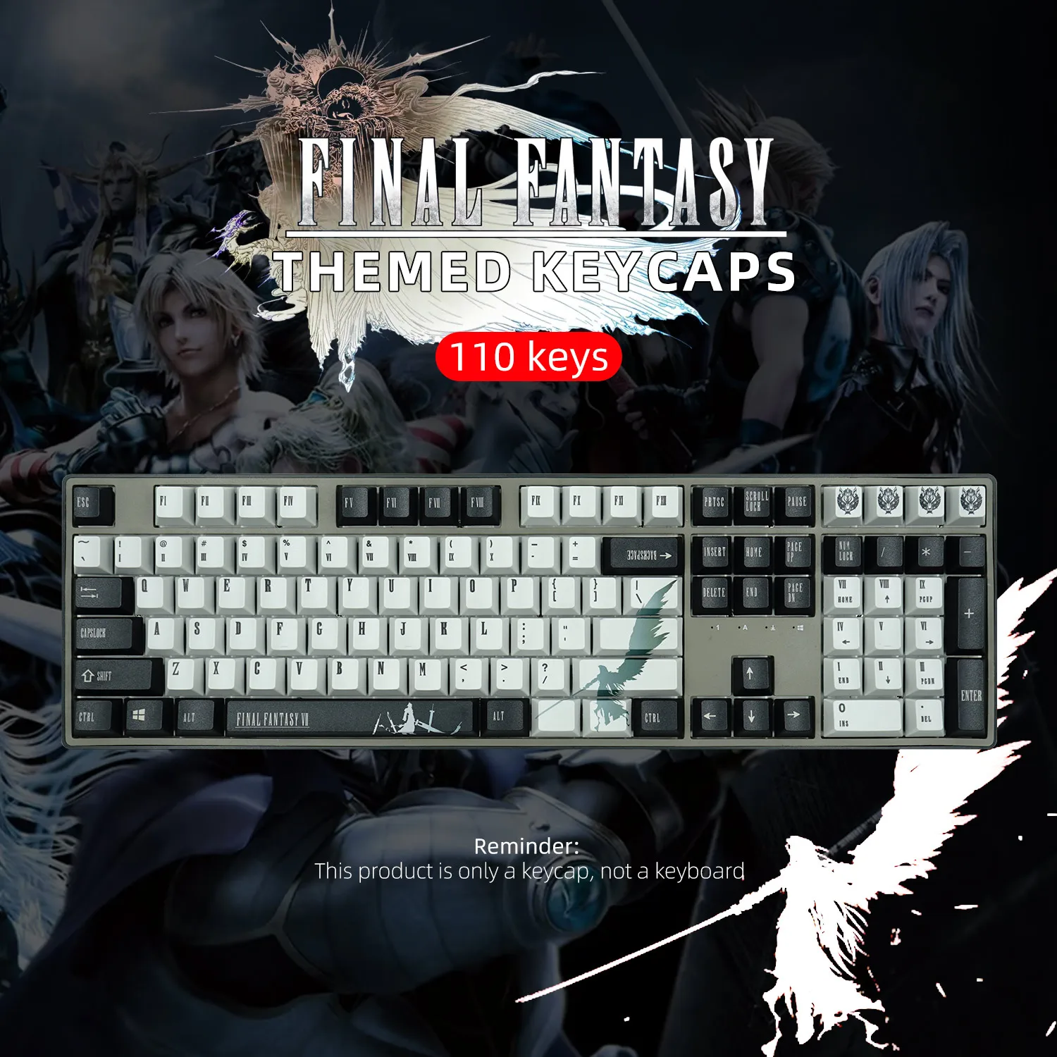 108 Keys Cherry Profile PBT Dye-Sub Keycaps Final Fantasy Custom Keycap ...