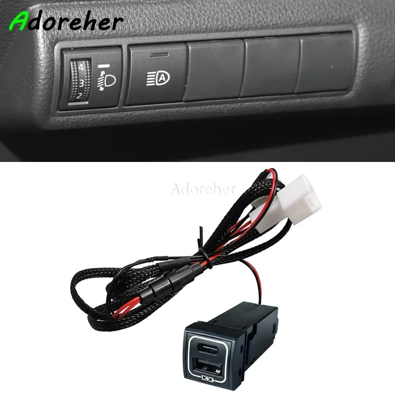 Dual USB TYPE-C PD QC3.0 Mobile Phone Car Quick Charger For Toyota ...