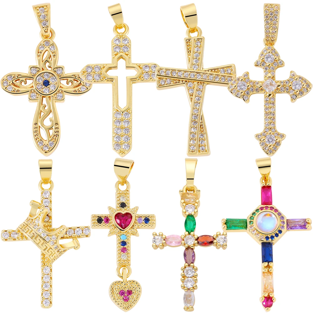 Juya 18K Real Gold Plated Micro Pave Zircon Handmade Catholic Christian ...