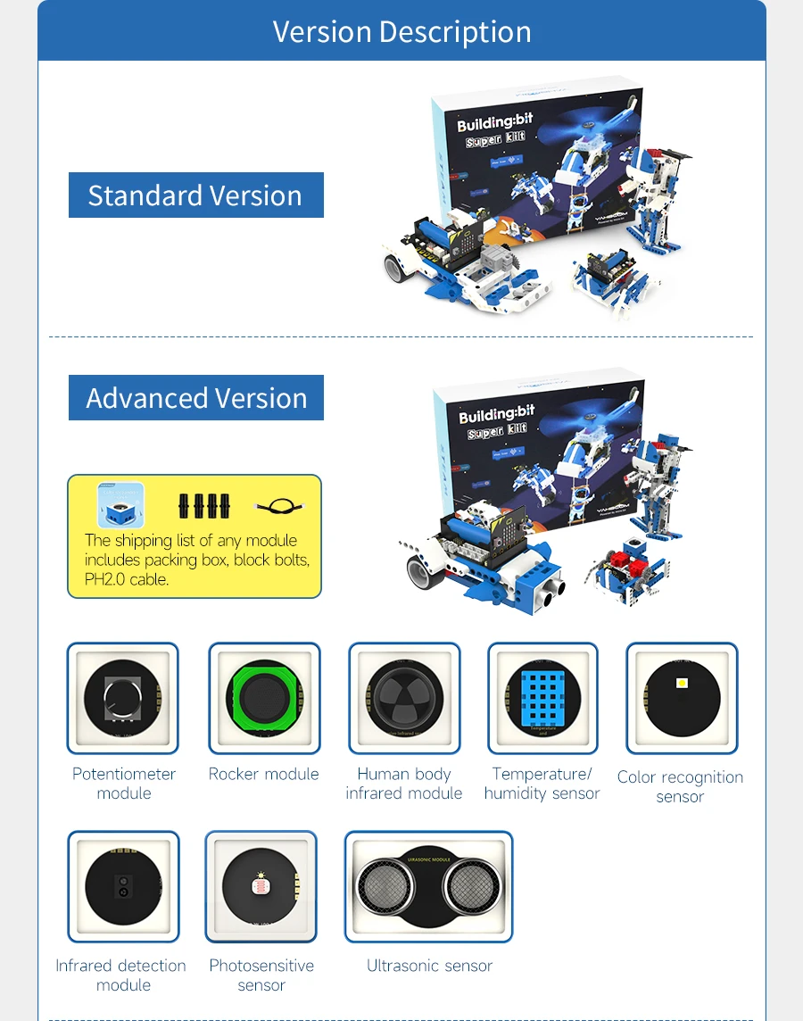 BBC Microbit V2 Robot Kit 16 in 1 STEM Projects with Sensor Module DIY ...