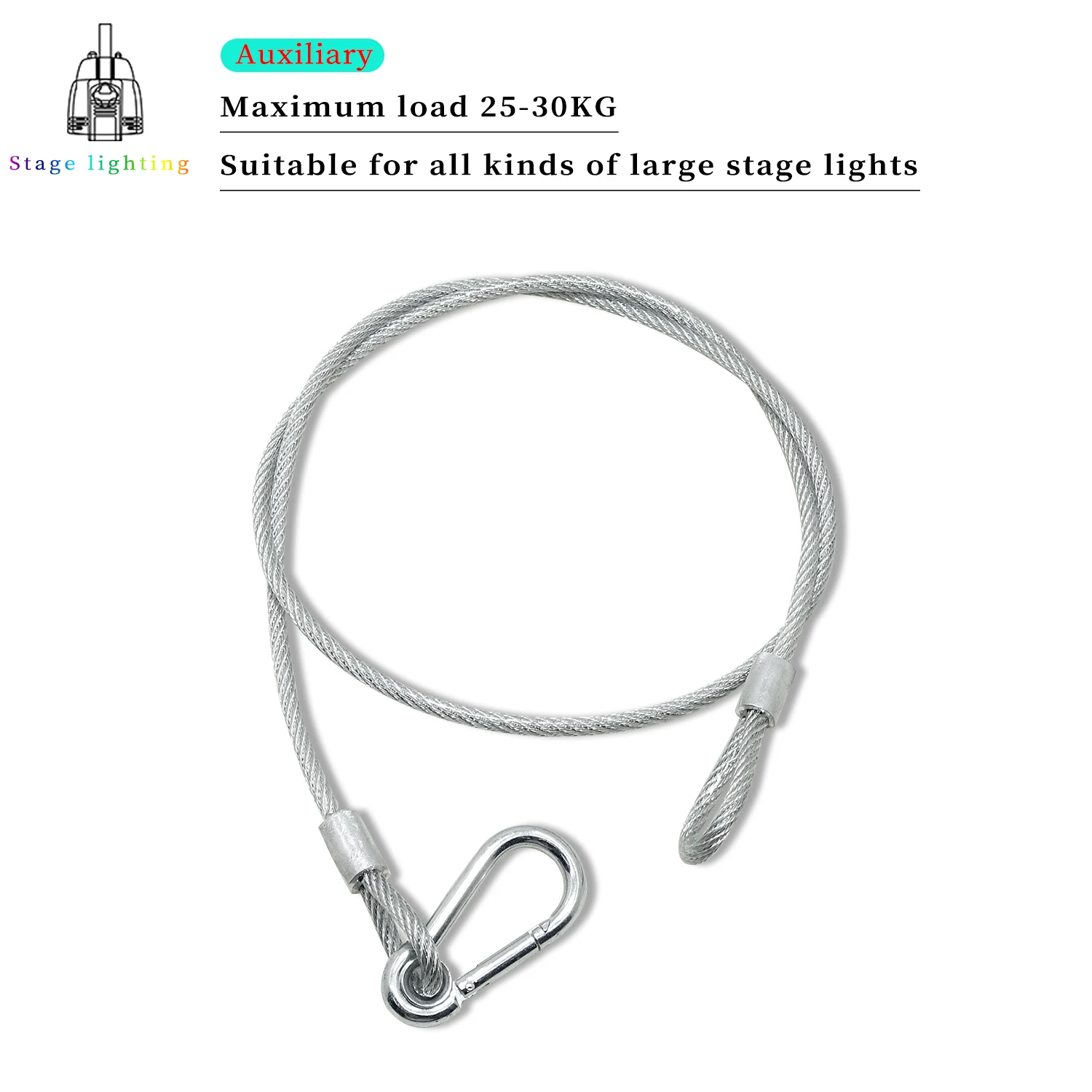 70CM Security Cable 3MM*700MM Safety Ropes Steel Wire Safety load 20kg ...