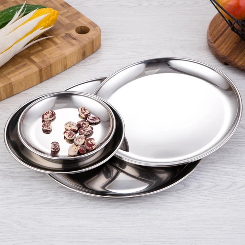 14-26cm-Stainless-Steel-Dessert-Plate-Simple-Style-Dining-Table-Metal ...