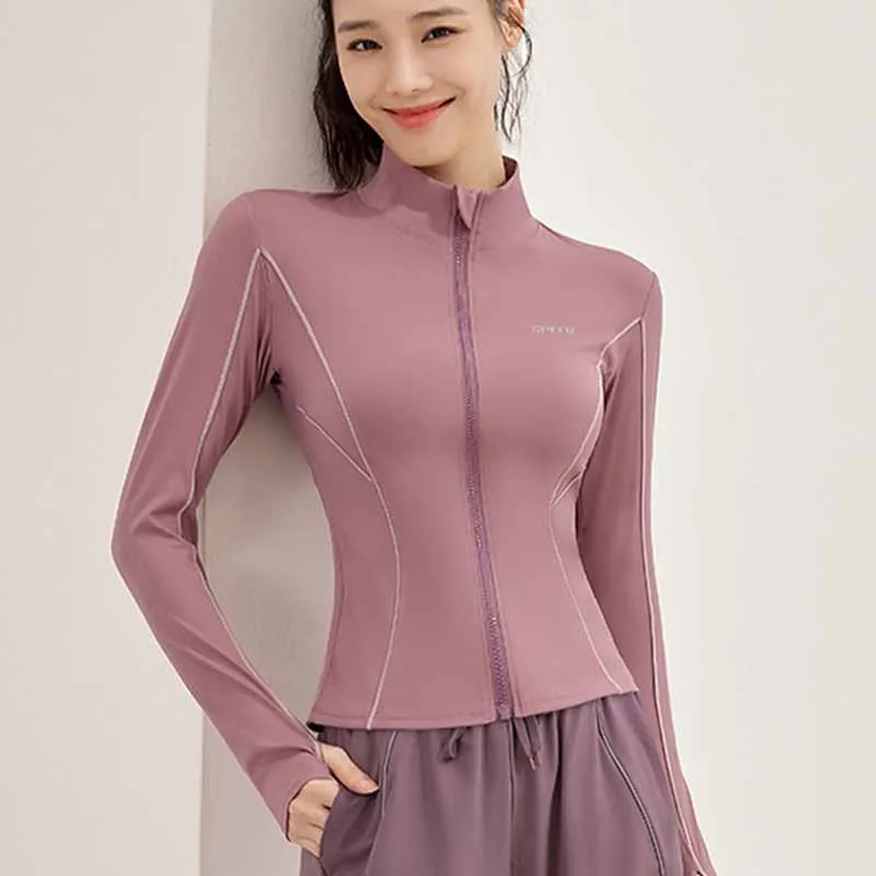 Outdoor-Running-Yoga-Jacket-Elasticity-Women-s-Sports-Coat-Fitness-Long ...