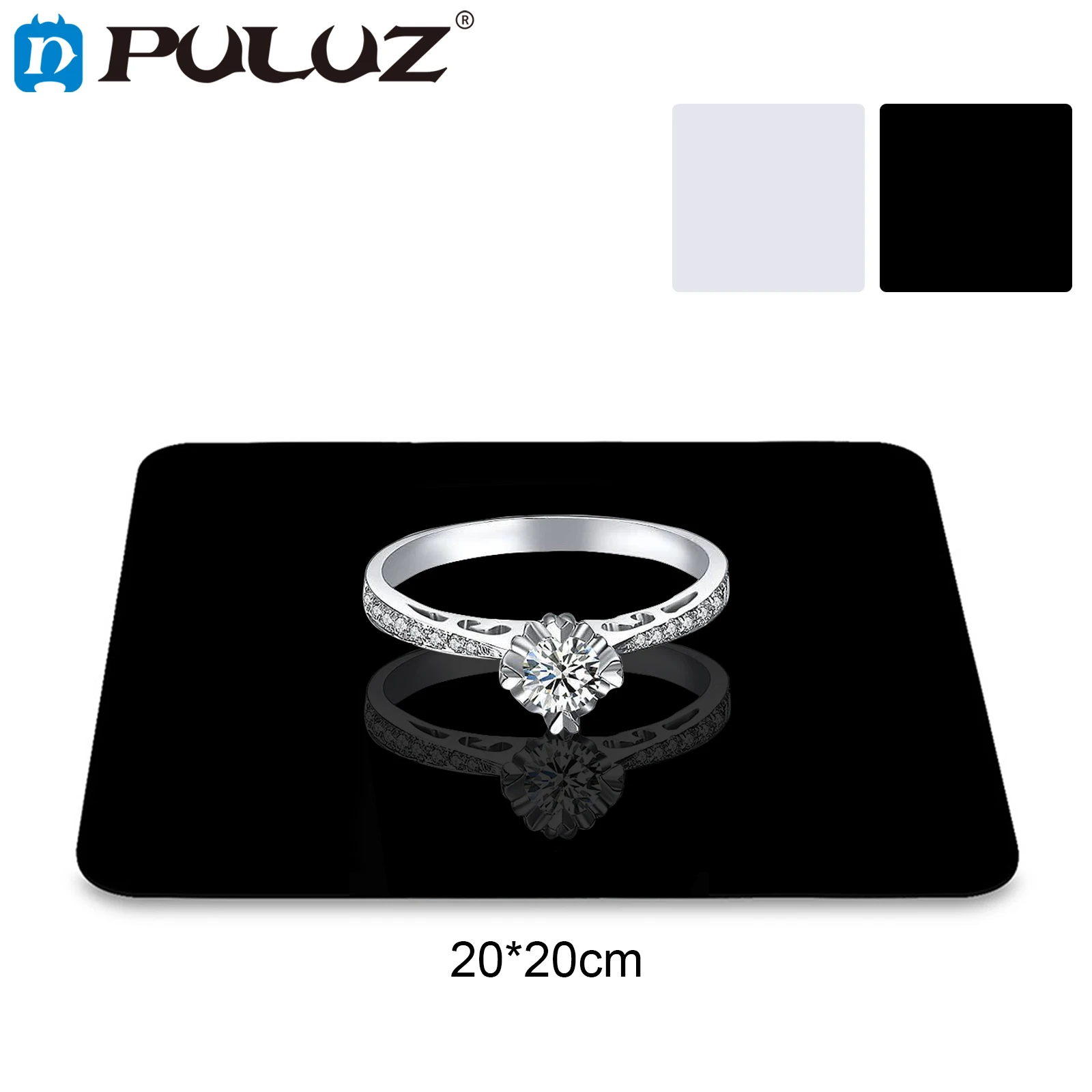 PULUZ 20x20cm Reflective White & Black Acrylic Reflection Background ...