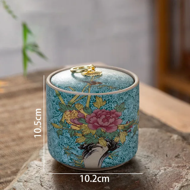Enamel Ceramic Storage Jar with Lid Creative Hand Painted Decorative ...