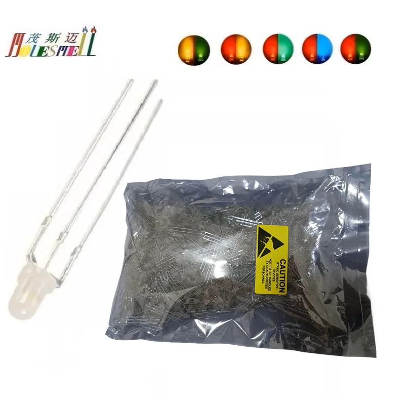 1000x 3mm Diffused Bi-color 3-Pin LED Red/Yellow Red/Blue Red/Green ...