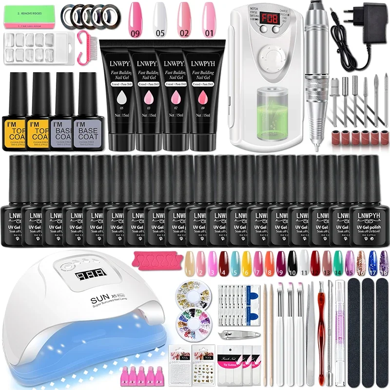 Gel-Nail-Polish-Set-With-Nail-Drill-Machine-Nail-Kit-LED-Nail-Lamp ...
