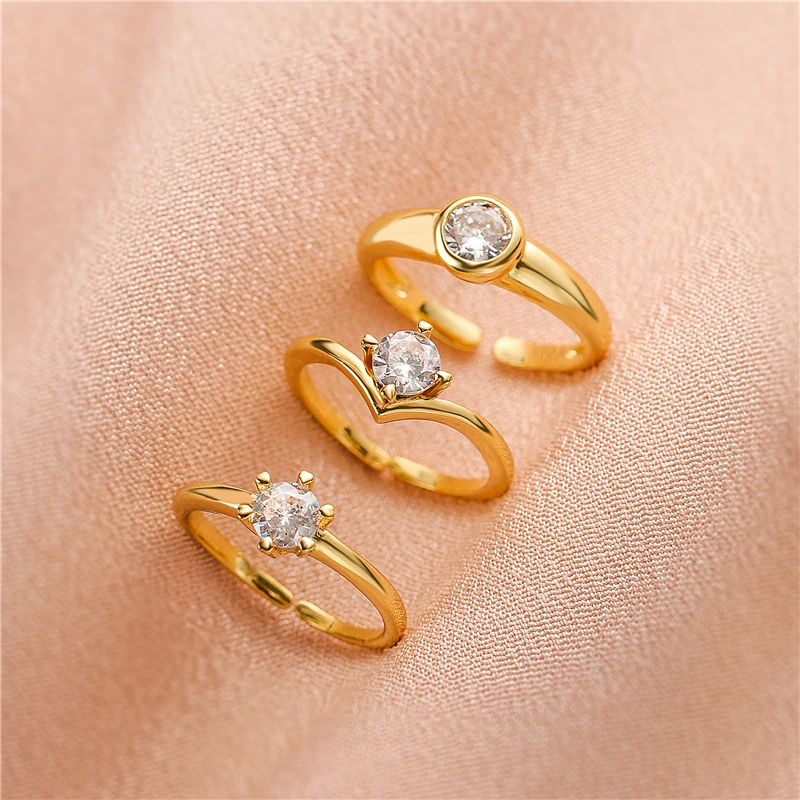 HECHENG-18k-Real-Gold-Plated-Cooper-Ring-Round-Cubic-Zircon-Rings-for ...