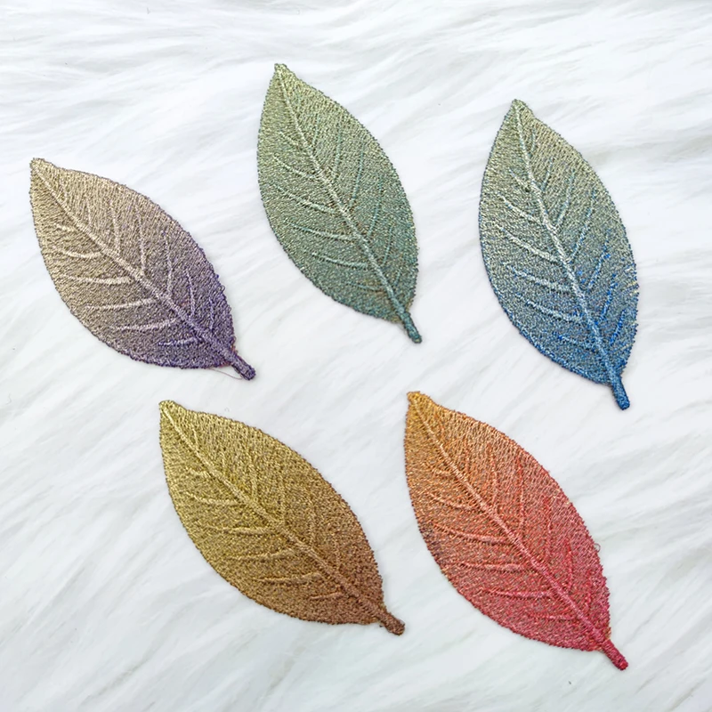 10pc-Gradient-Leaf-Embroidered-Fabric-Patch-For-Women-s-Bags-DIY ...