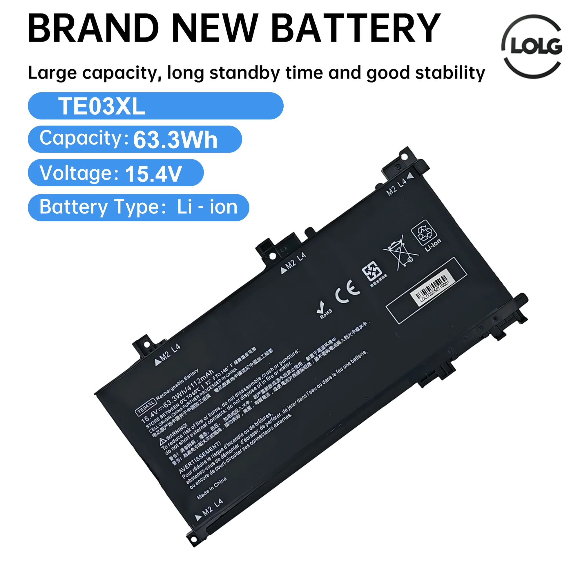 TE04 TE04XL Laptop Battery 15.4V 63.3Wh For HP OMEN 15-AX200 15 ...