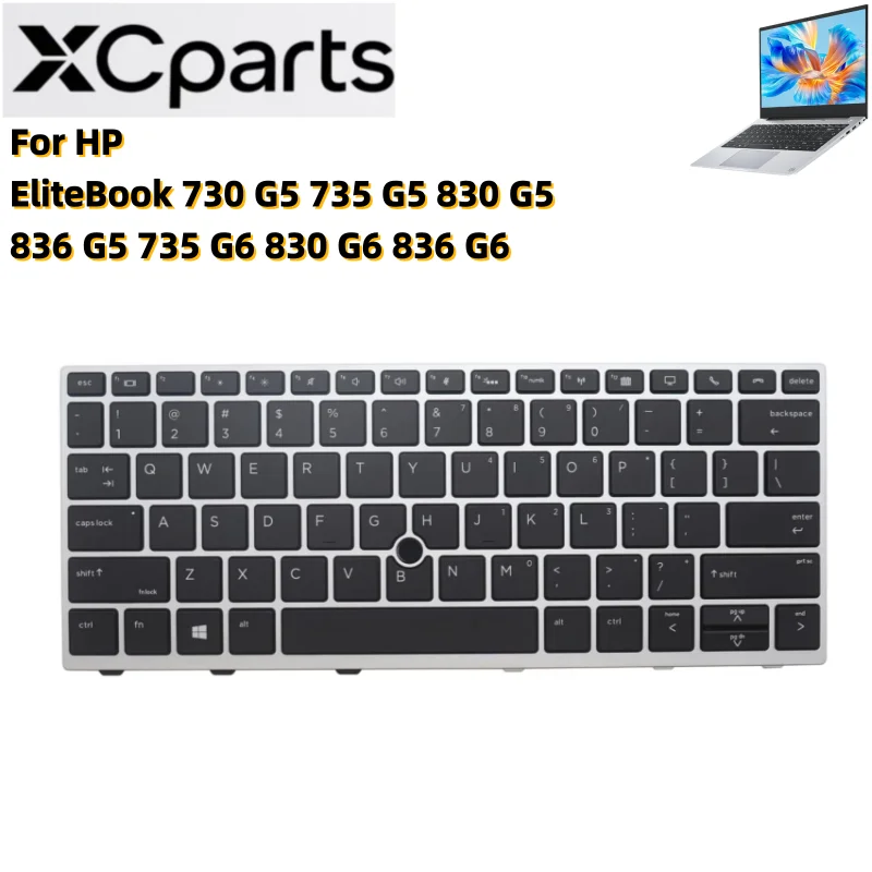 New US Layout Pointer Backlit Laptop Keyboard for HP EliteBook 730 G5 ...