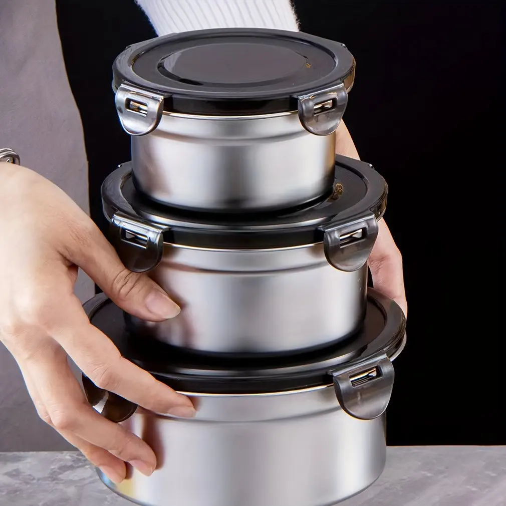 Portable-304-Stainless-Steel-Round-Preservation-Box-With-Lid-350-550-850ML-Lunch-Box ...