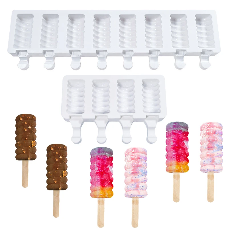 SHENHONG-Silicone-Popsicle-Molds-4-or-8-Cavity-Screw-Thread-Ice-Cream ...