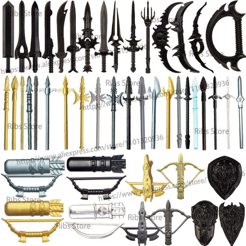 Building Blocks Weapons Medieval | Blocks Bricks Accessories Swords ...