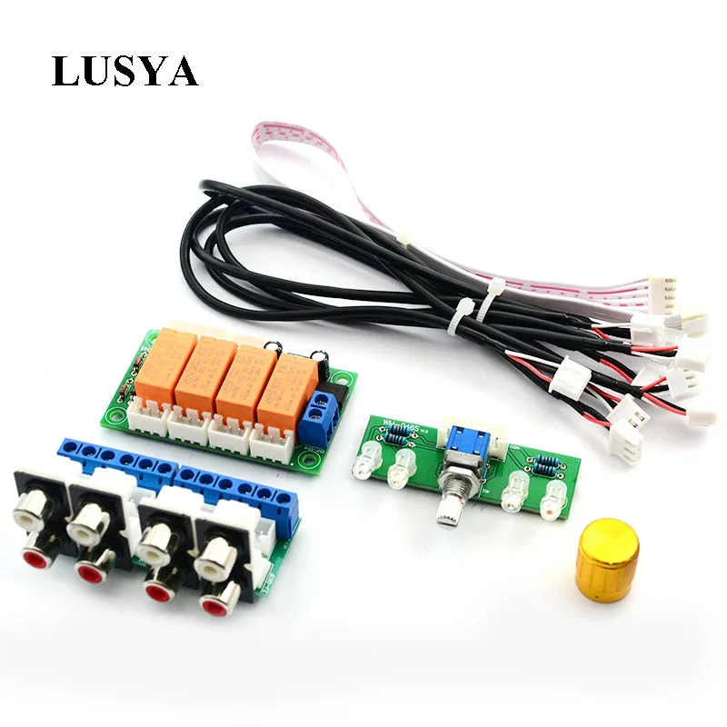 Lusya Relay 4-way Audio Input Signal Selector Switching RCA Audio Switch Input Selection ...