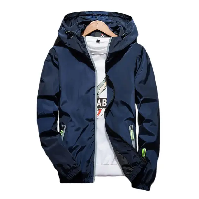 Popular Men Coat Super Thin Hoodie Jacket Reflective Zipper Hood ...