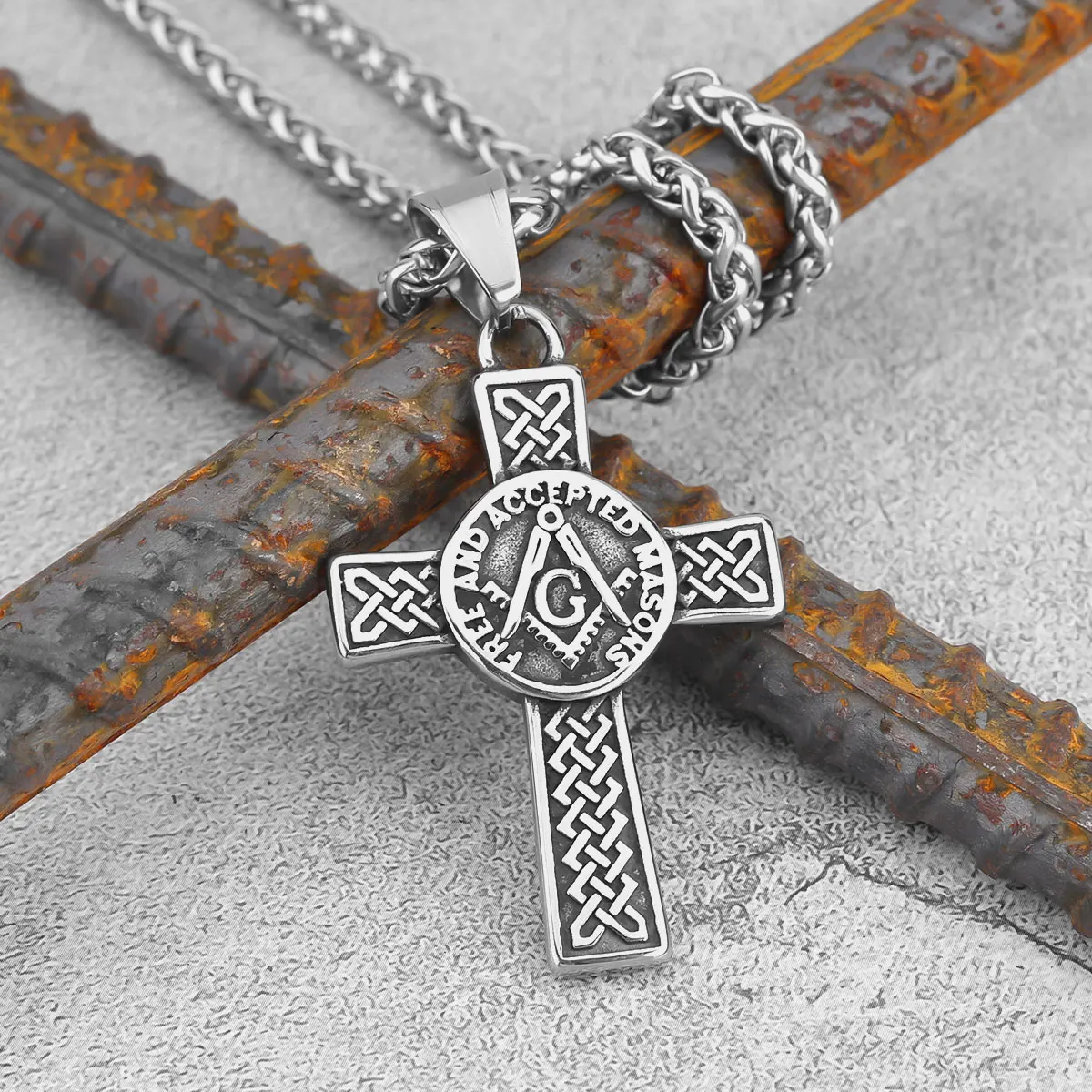 Stainless-Steel-Creative-Design-Cross-Freemasons-Necklace-Men-Punk-Hip ...