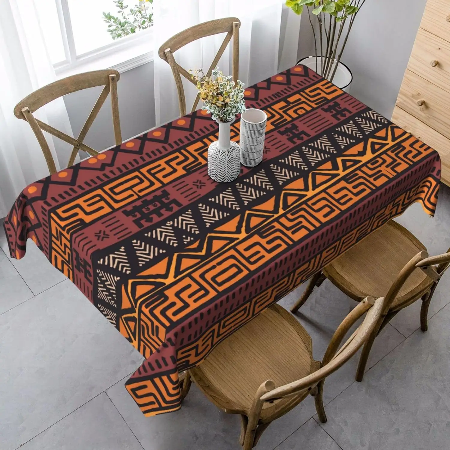 African-Mud-Tribal-Tablecloth-for-Rectangle-Table-Decor-Reusable ...