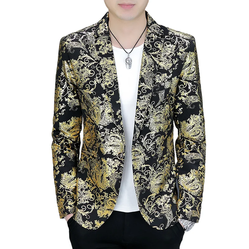 Blazer New Men's Fashion Business Gentleman Hot Stamping Print Outdoor ...
