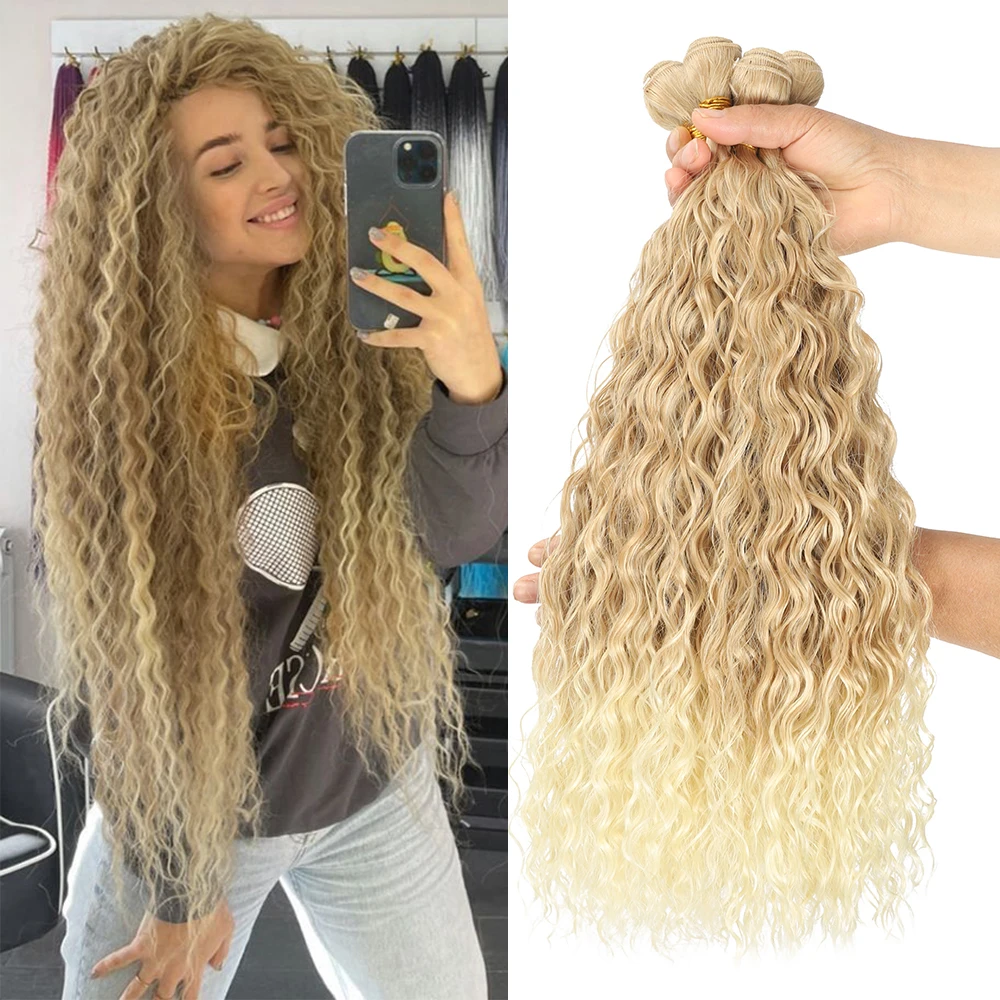 Extensiones-de-pelo-largo-y-rizado-pelo-rubio-de-22-26-y-30-pulgadas ...