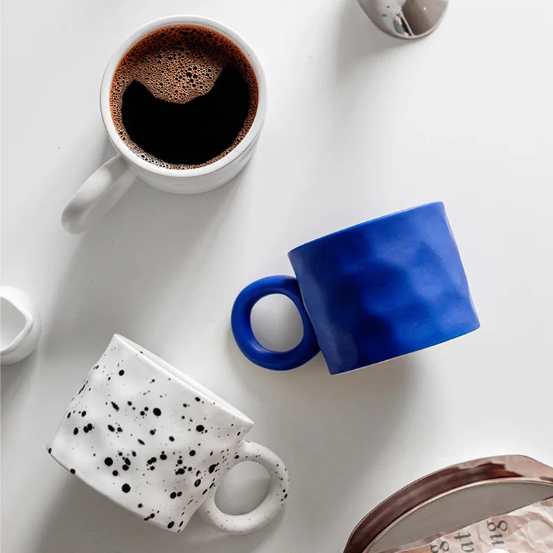 450ml Klein Blue Ceramic Coffee Mug Breakfast Oatmeal Cup Creative Ins ...