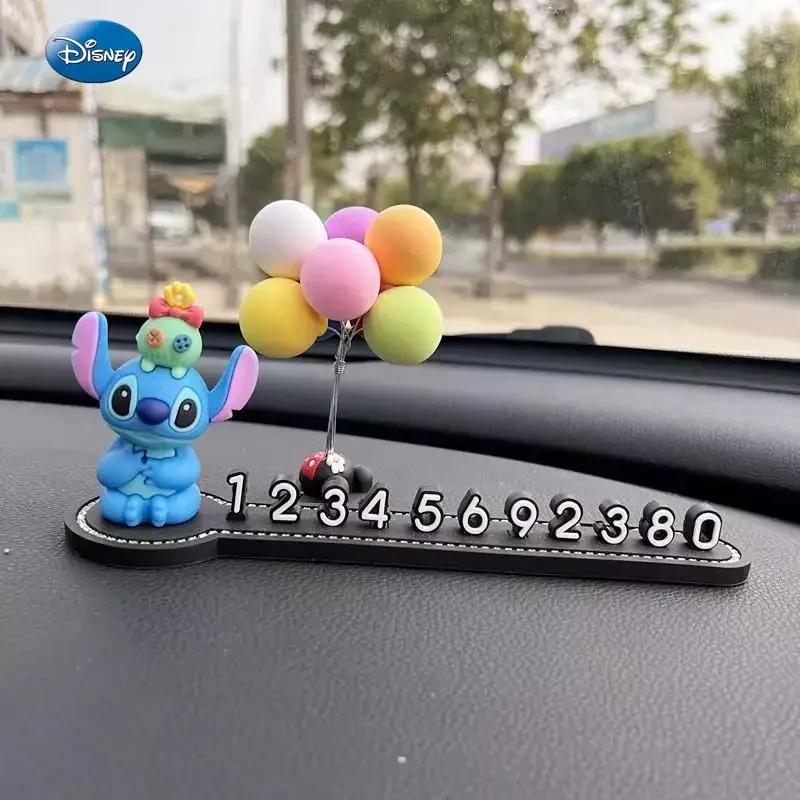 Disney Cartoon Cute Stitch Car Temporary Parking Phone Number Sign Anime Car Accessories Car Decoration Accessories for Car AliExpress