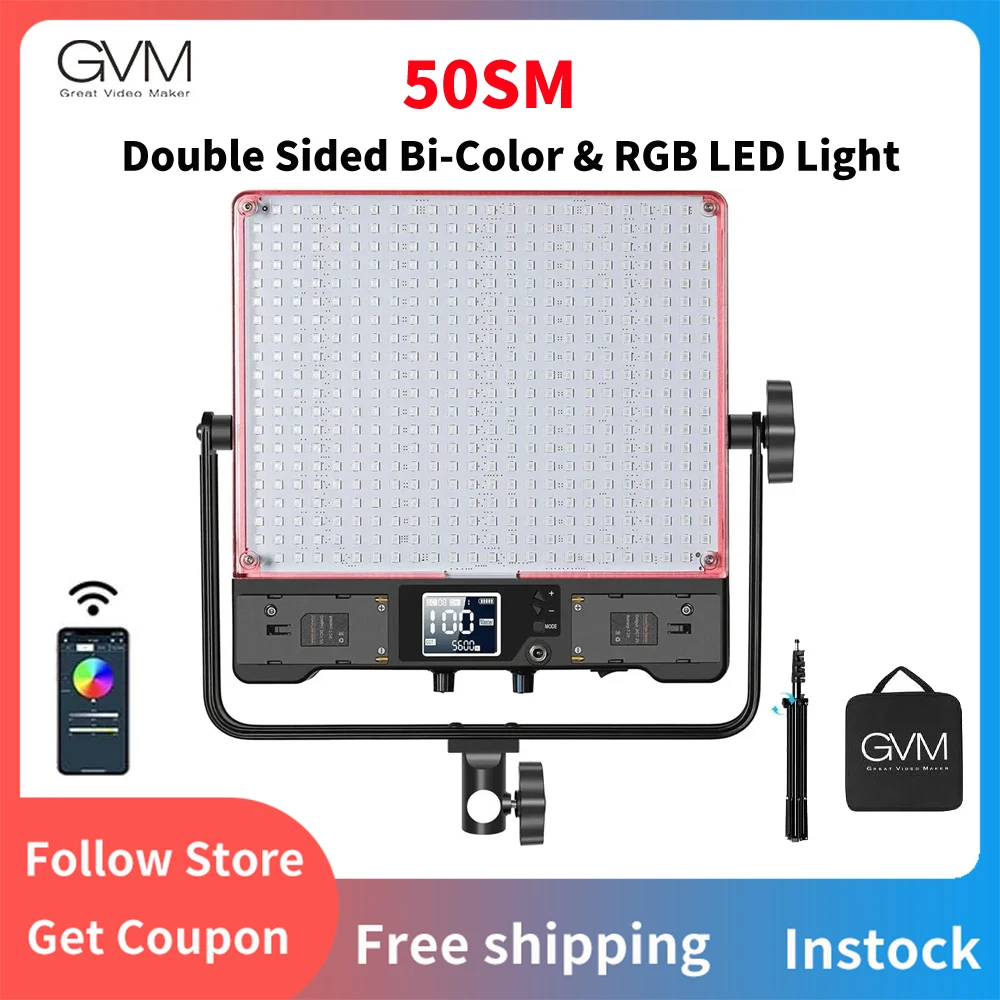 GVM-50SM-50W-Bi-color-RGB-LED-Double-sided-High-Brightness-Light-Panel ...