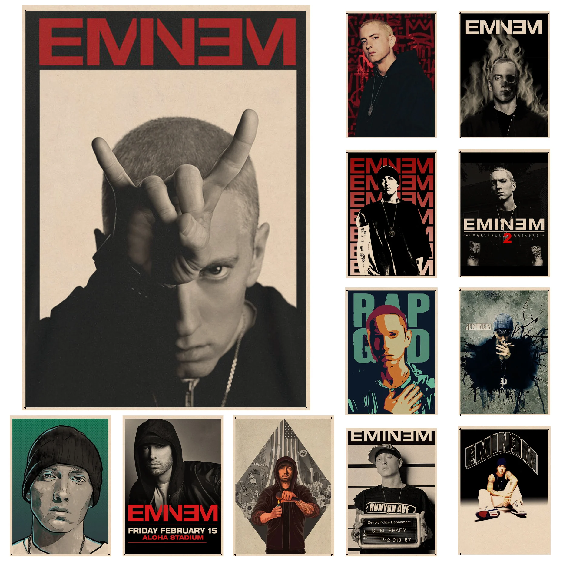 The-Famous-American-Rapper-Eminem-Art-Poster-Retro-Kraft-Paper-Sticker ...