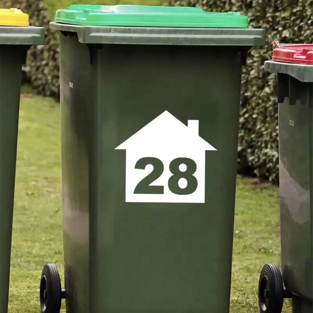 3Pcs Wheelie Bin Vinyl Decal Custom Number Trash Can Sticker Waterproof ...
