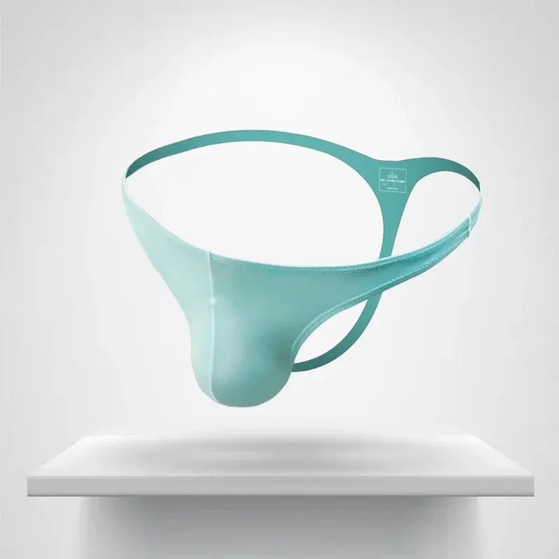 Men Low Waist Pure Color Elastic Slim Sexy T Underwear Ice Silk Slip-on ...